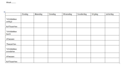 Weekschema Leeg