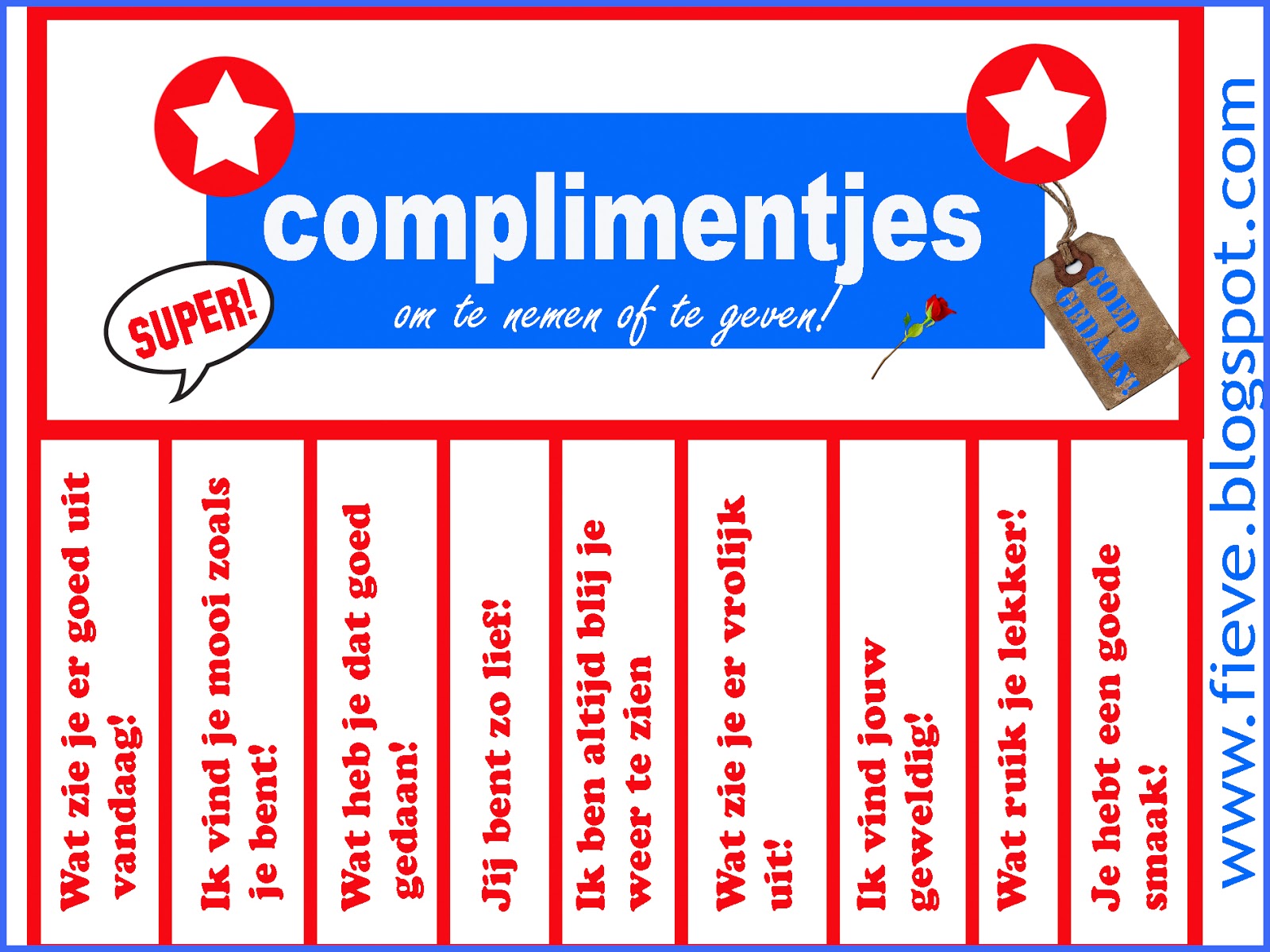 complimentenkaartjes om uit te delen Door rayensas