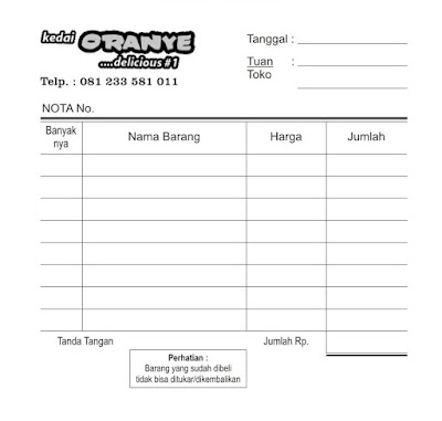 Contoh Nota Bon Kosong