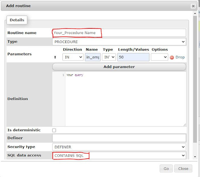 Multiple queries in one stored procedure in phpmyadmin ( Xampp Server )