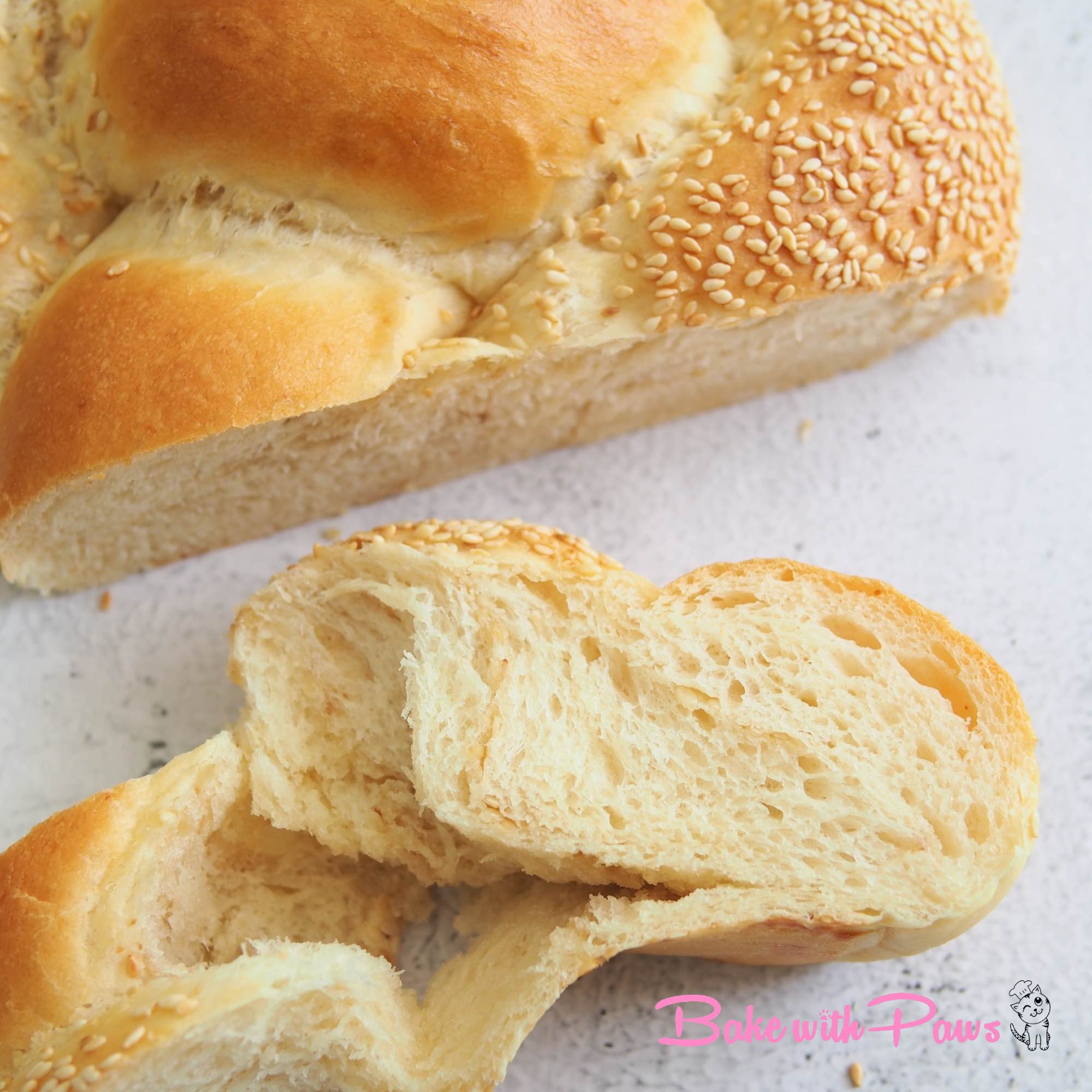 Sesame Braided Bread - BAKE WITH PAWS
