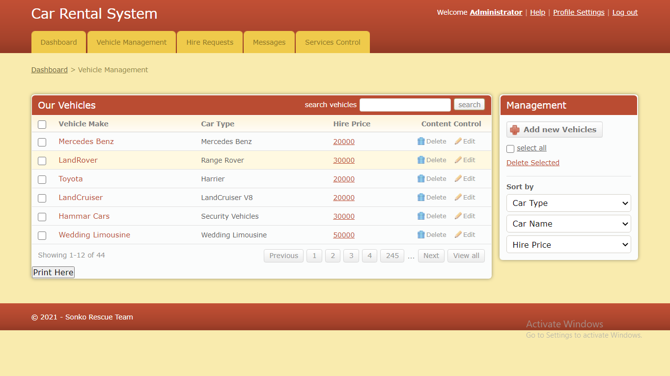 Car Rental System in PHP MySQL with Source Code