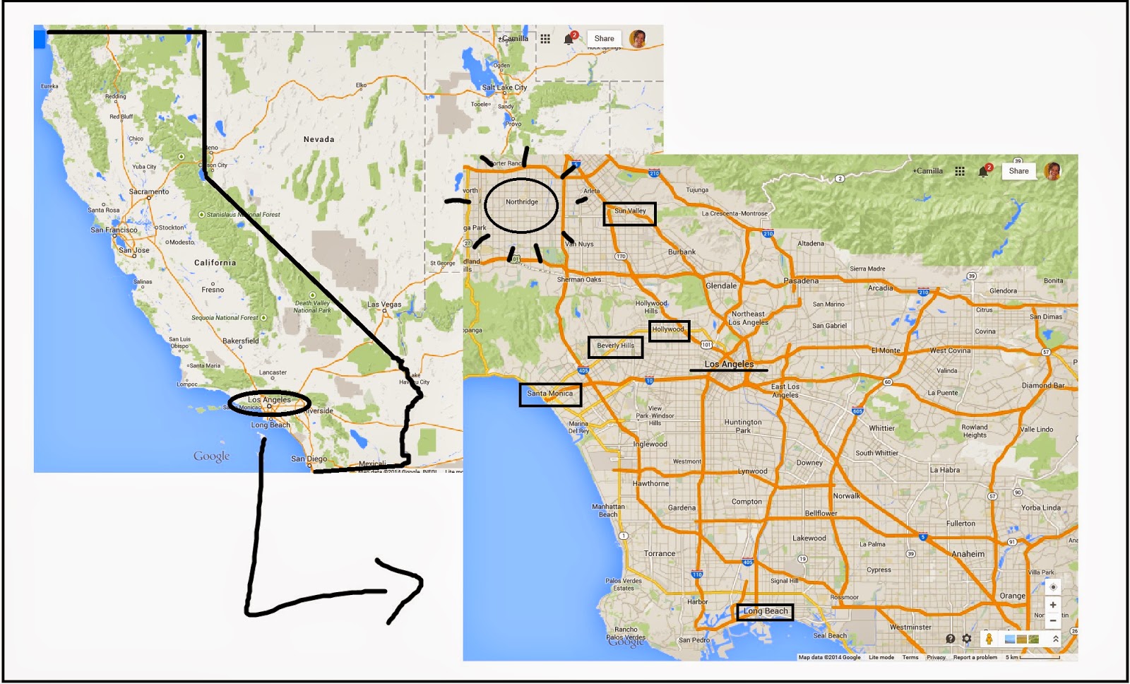 Northridge California Map Of Towns