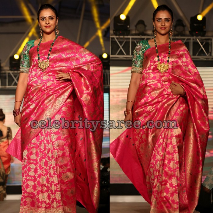 Model in Floral Silk Saree - Saree Blouse Patterns