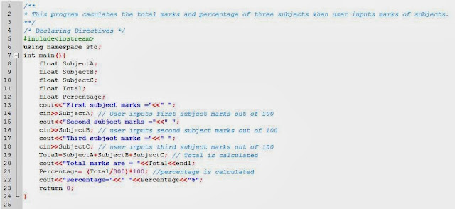 Programming Chunks: C++ Program That Calculates The Total Marks and ...