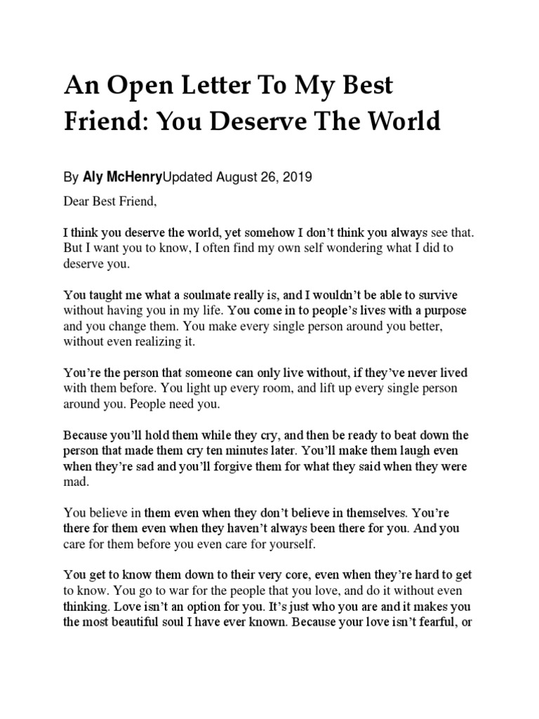 Open Letter To My Best Friend ~ Thankyou Letter