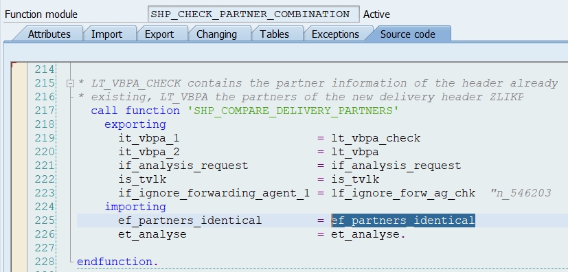 SAP ABAP Central: Debug tips about VL014 “Error delivery split because the partners are different”