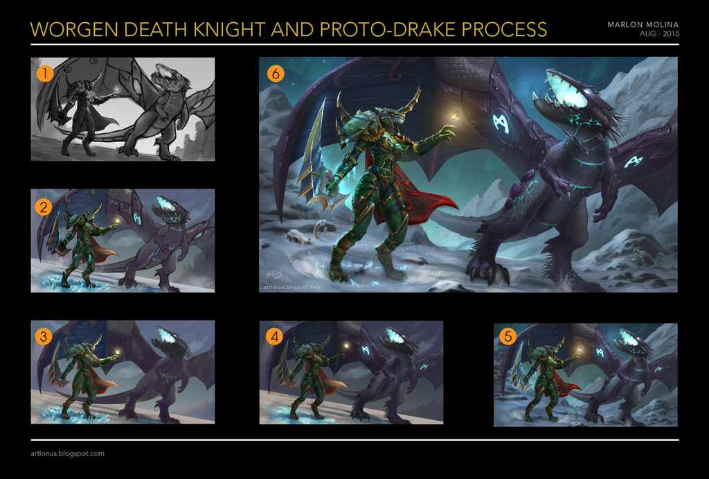 ART OF LON: Worgen Death Knight and Ironbound Proto-drake