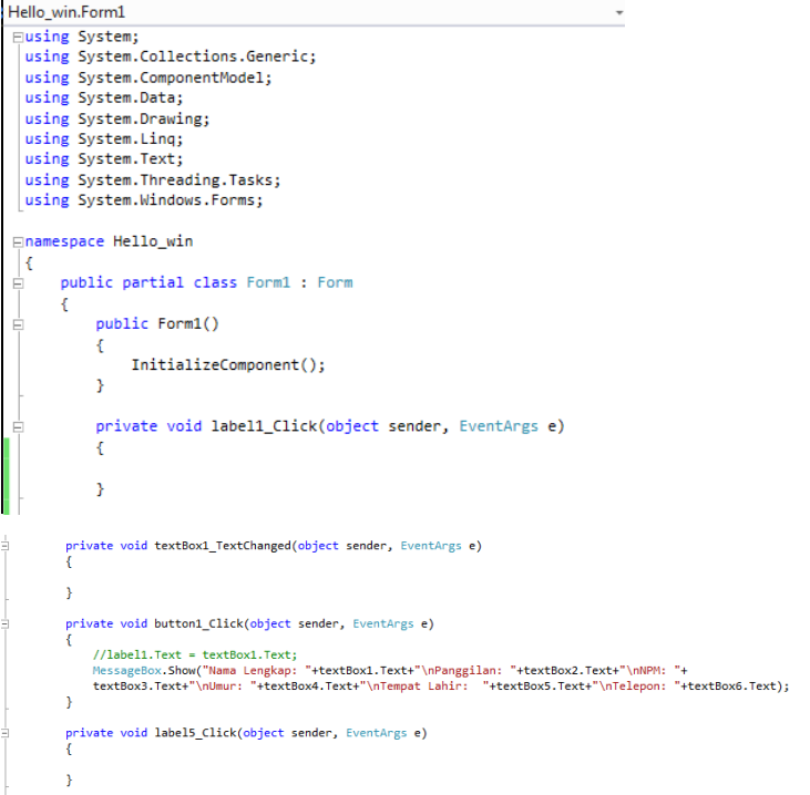 Tutorial Membuat Biodata dengan menggunakan Visual studio Tutorial Membuat Biodata dengan menggunakan Visual studio