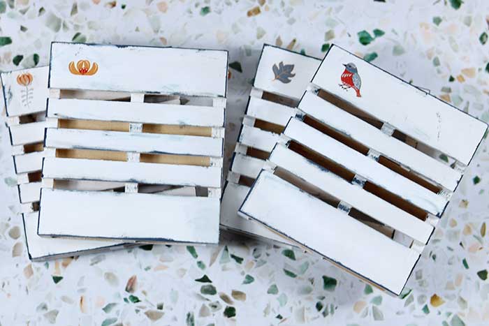 How to Make Farmhouse Style Coasters With Dollar Tree Mini Pallets ...