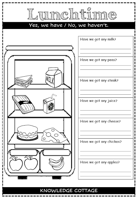 Topic 4 : Lunchtime Worksheets (Part 1)