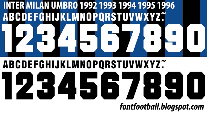 FONT FOOTBALL: Font Vector Inter Milan Umbro 1992 1993 1994 1995 kit