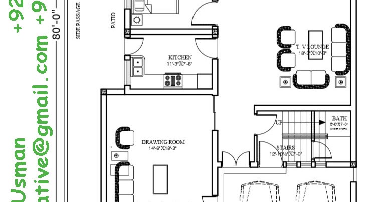 40X80 House Plan, 10 marla house plan, 12 marla house plan