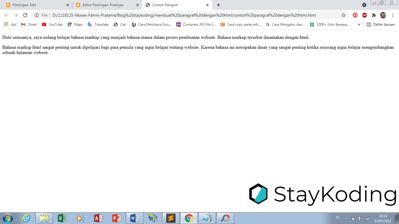 Belajar HTML part 4 membuat paragraf dengan html - Blog Aja