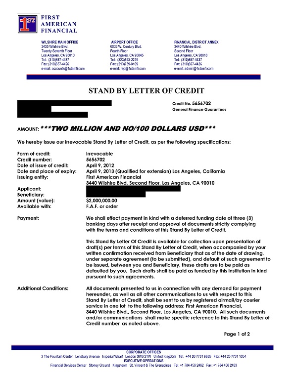 Sample Of Sblc Pof The Good The Bad The Ugly