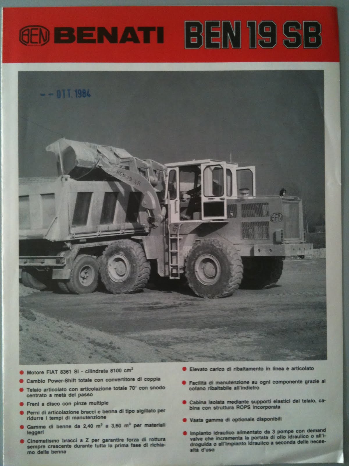 Earthmoving Machinery Sales Brochures: Benati Wheel Loader BEN 19 SB #063
