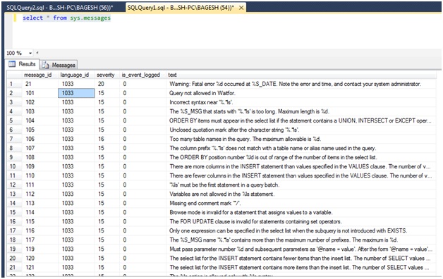 Microsoft Business Intelligence Error Severity In Sql In Sql Server