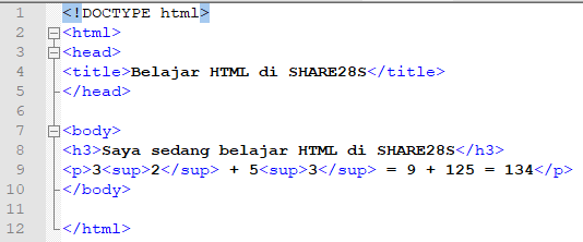 Tutorial Text HTML : Cara Menulis Persamaan atau Pangkat Matematis di ...