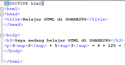 Tutorial Text HTML : Cara Menulis Persamaan atau Pangkat Matematis di ...
