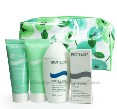 thebeautyaddicts: 244 BIOTHERM SKINCARE SET WITH POUCH
