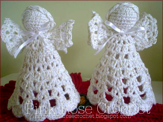 Pink Rose Crochet: Anjos Anne Crochê de Natal