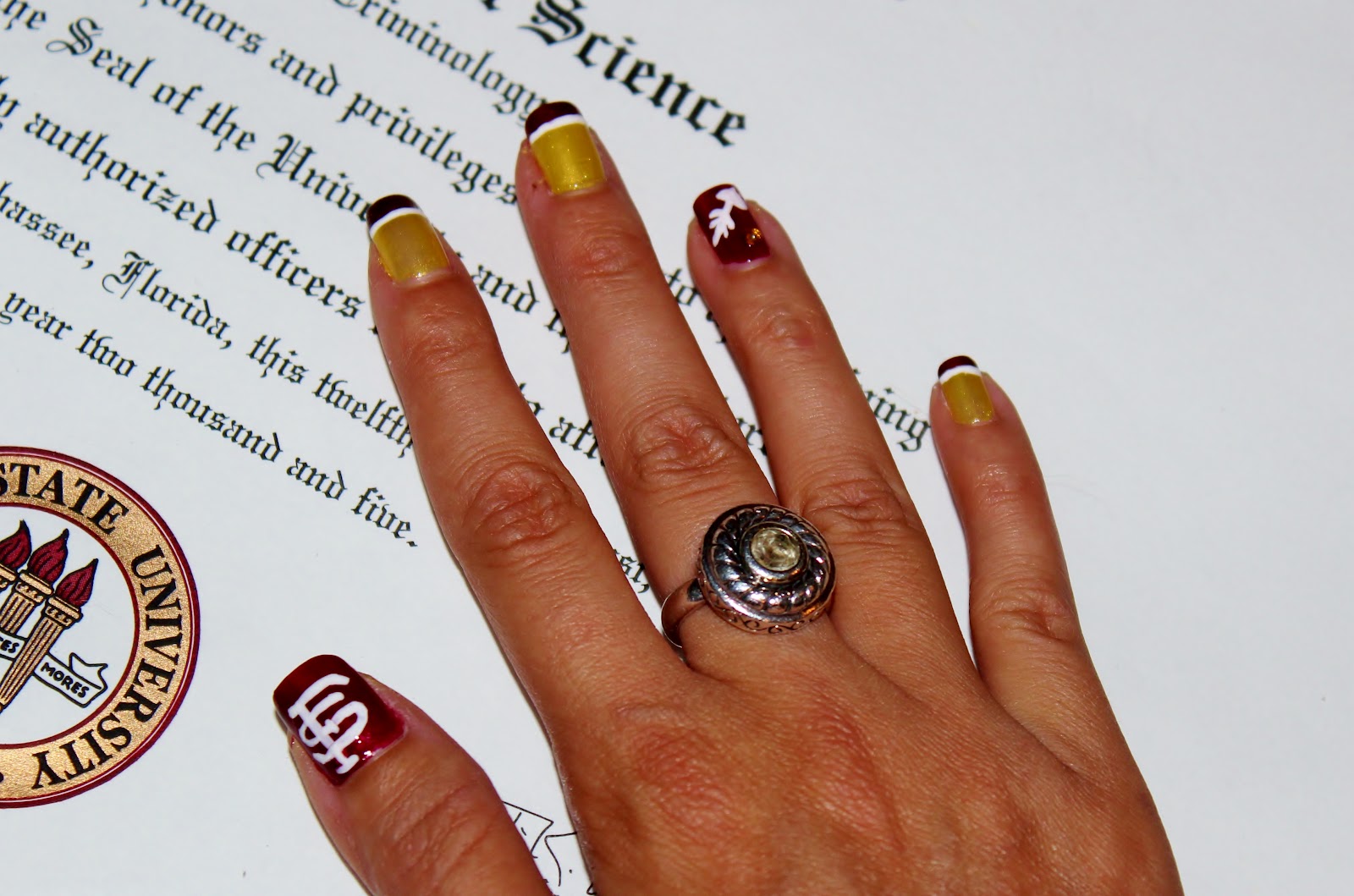 Simple Nail Art for Newbies: FSU Nails ~ GO NOLES!