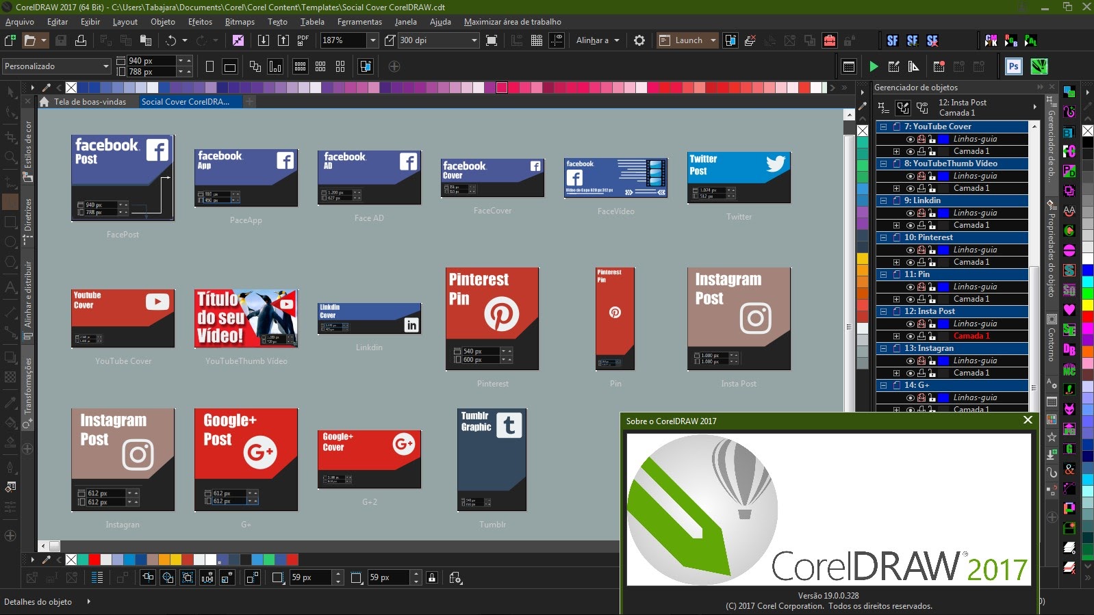 CorelDRAW - Kit de templates e Cover (.CDT) das Principais Redes ...