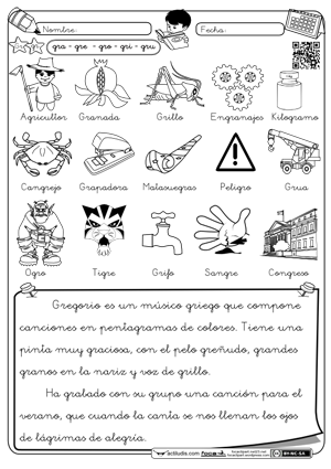 LOS PITUFOS DE PRIMARIA: Fichas para trabajar las sílabas gra, gre, gri ...