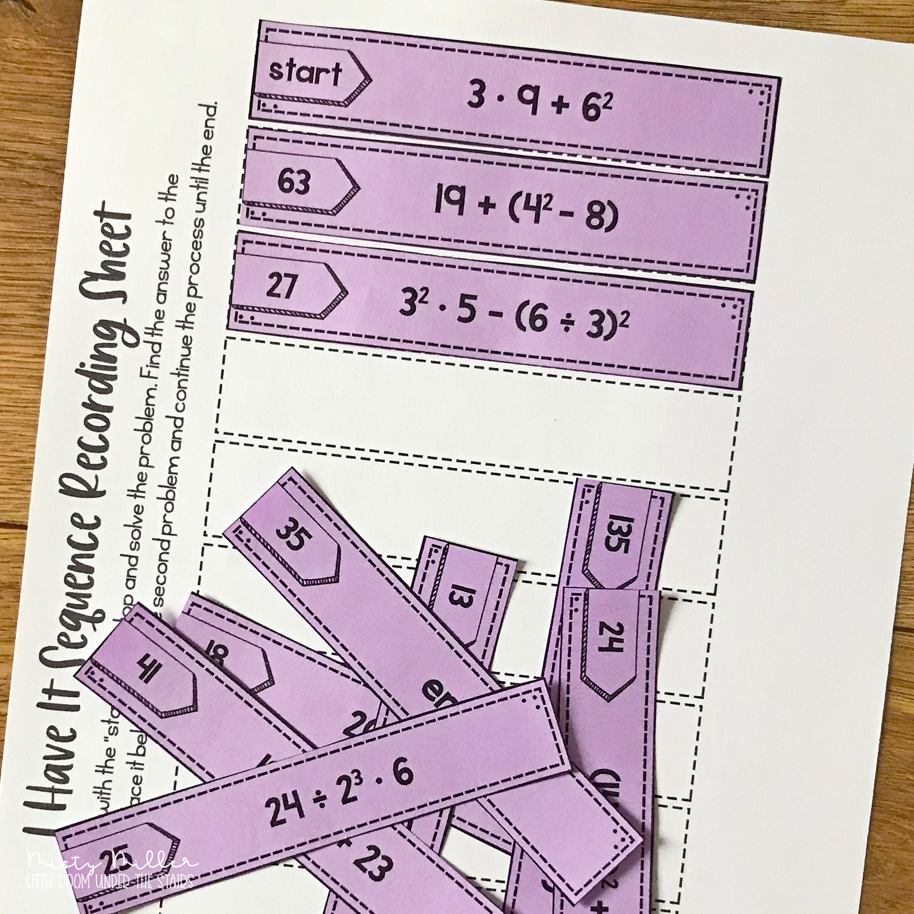 Math Centers - I Have Math Sequencing Puzzles