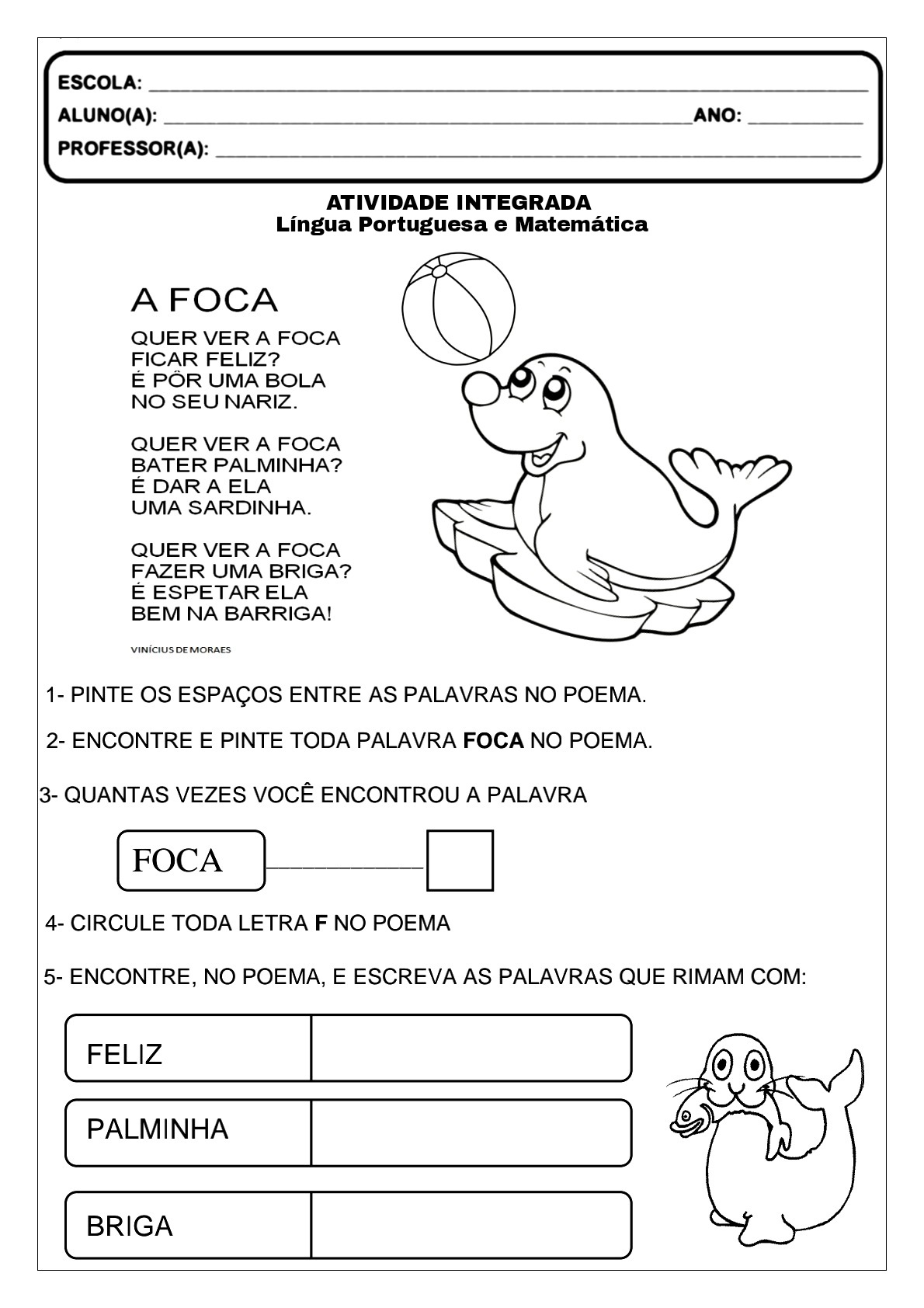 Poema A Foca Vinícius De Moraes - REVOEDUCA