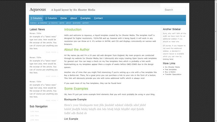 Aqueous Free CSS Template - DesignInspiration