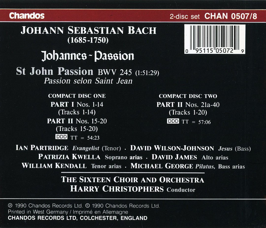 makdelart - classique: Bach - Johannes-Passion (The Sixteen, Harry ...