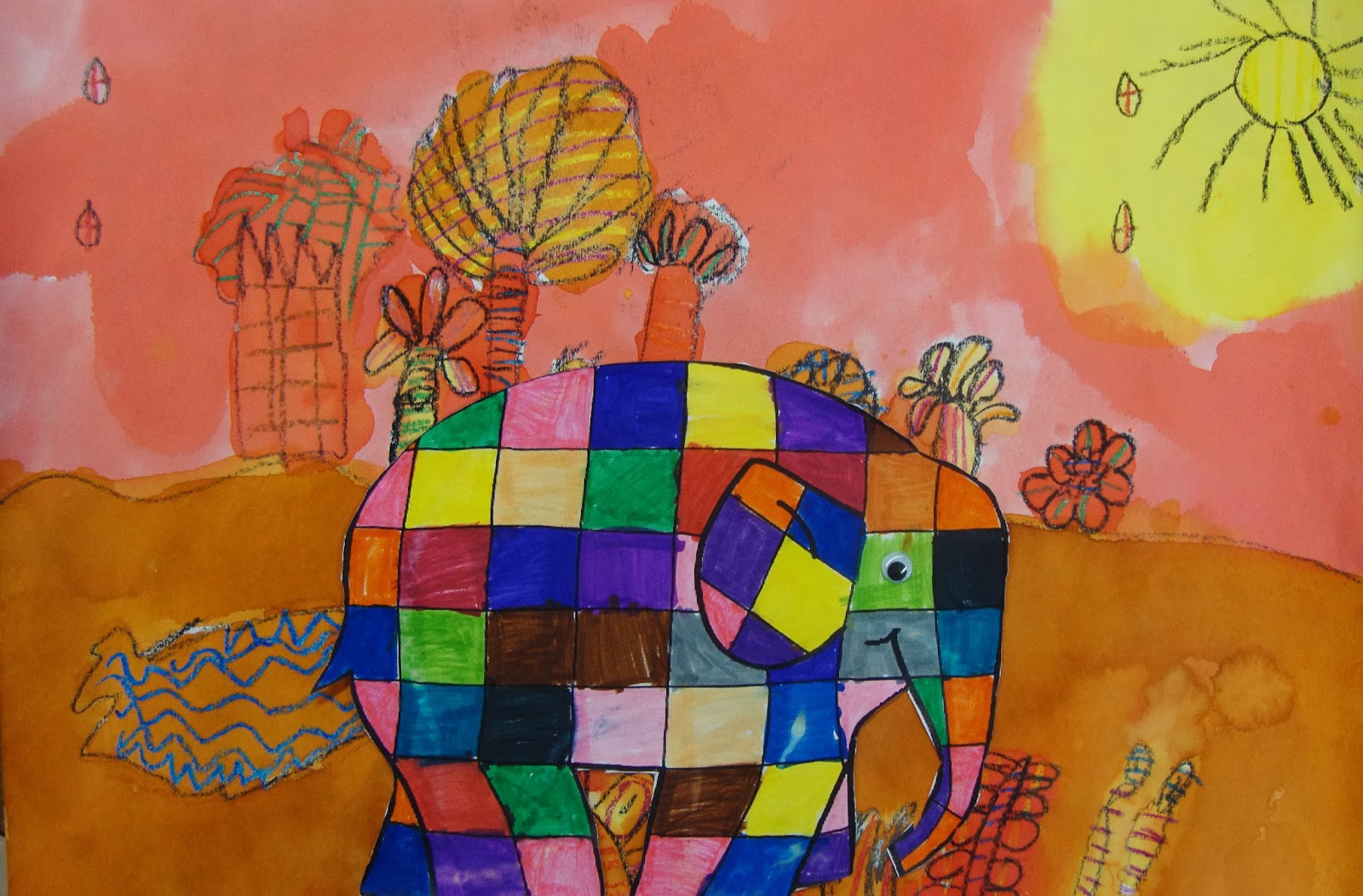 Miss M's Art Room: 1st Grade Elmer the Elephant Collage