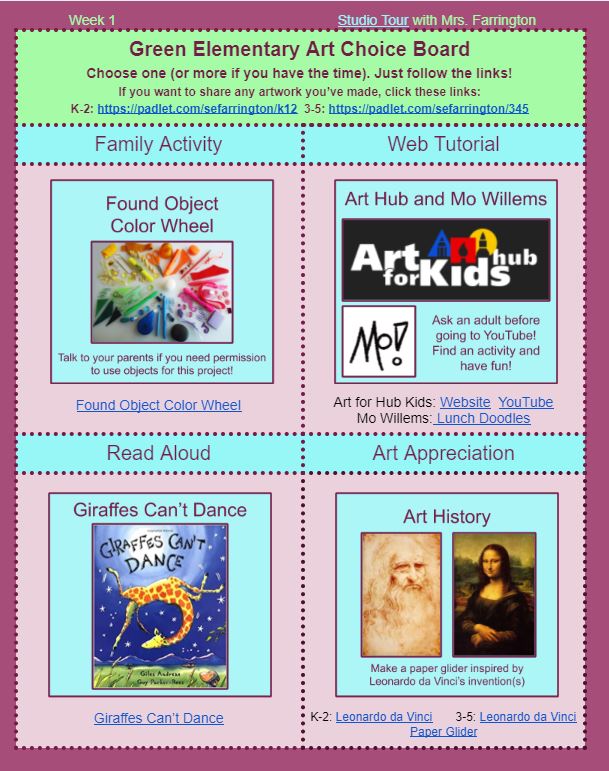 Remote Learning: Choice Board 1