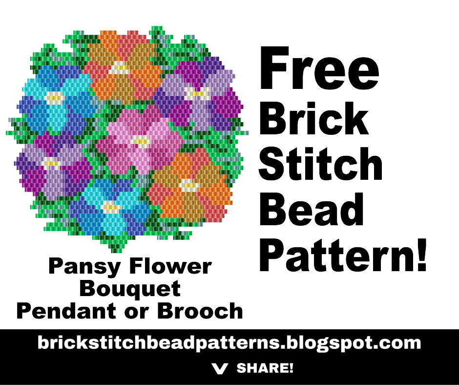 Brick Stitch Bead Patterns Journal: Pansy Flower Bouquet Brick Stitch ...