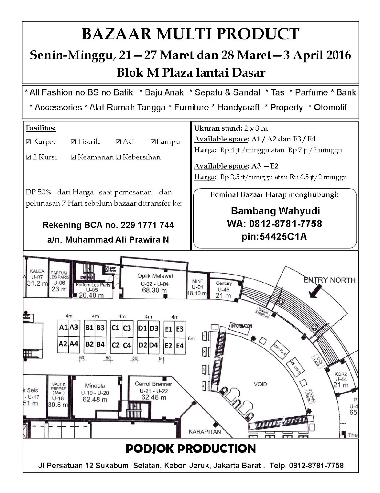 BAZAAR JAKARTA: Harga Stand Bazaar Jakarta