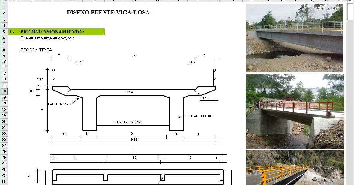 INGENIERÍA CIVIL PROCIVILNET: ( xls ) PLANTILLA EXCEL PARA EL CALCULO DEL DISEÑO DE UN PUENTE ...