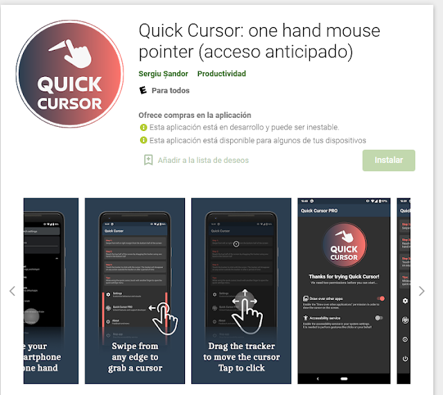 Quick Cursor: one hand mouse pointer (raton digital) android