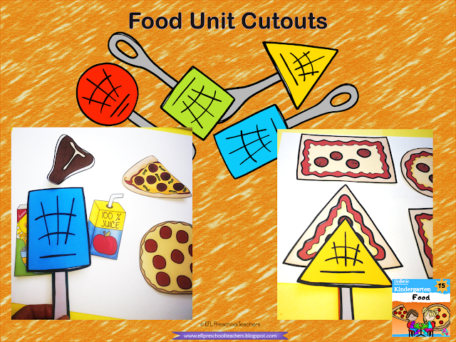 ESL/EFL Preschool Teachers: Food Unit Cutouts for Kindergarten ELL