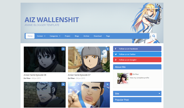 Aiz Wallenstein Anime Blogger Templates | Blogger Templates 2016
