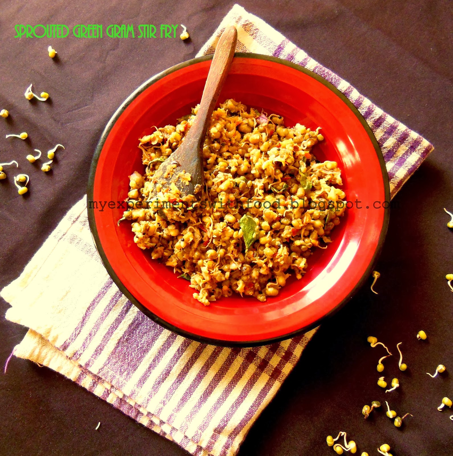 My Experiments With Food: Sprouted Green gram Stir fry
