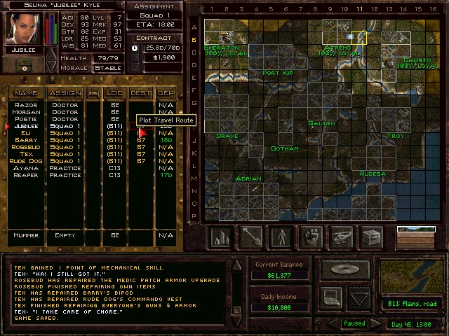 The Best Games Ever: Jagged Alliance 2: Urban Chaos - Land Map Screenshot
