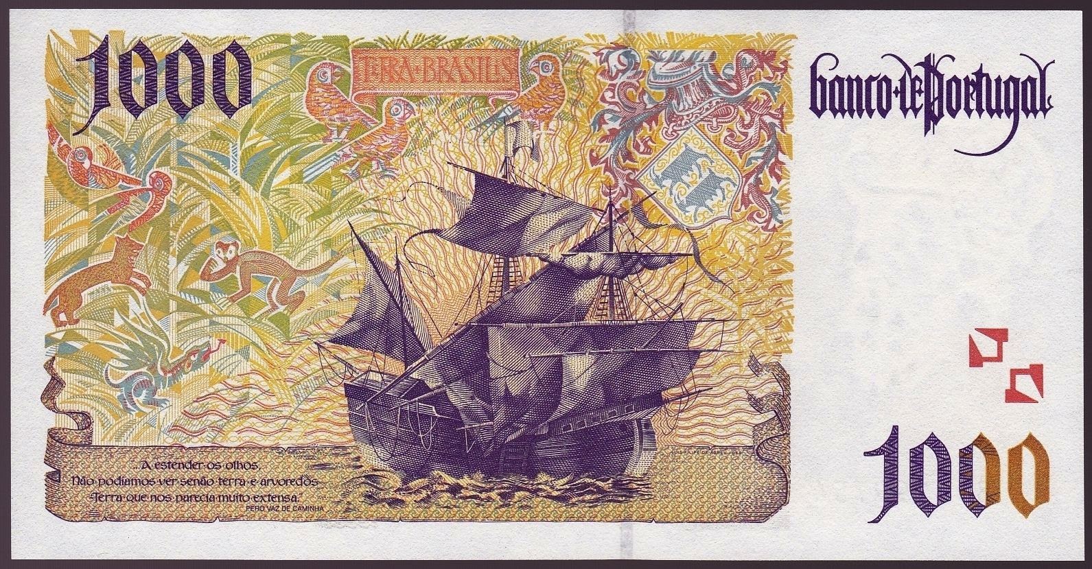 Portugal 1000 Escudos banknote 2000 Pedro Alvares Cabral|World ...