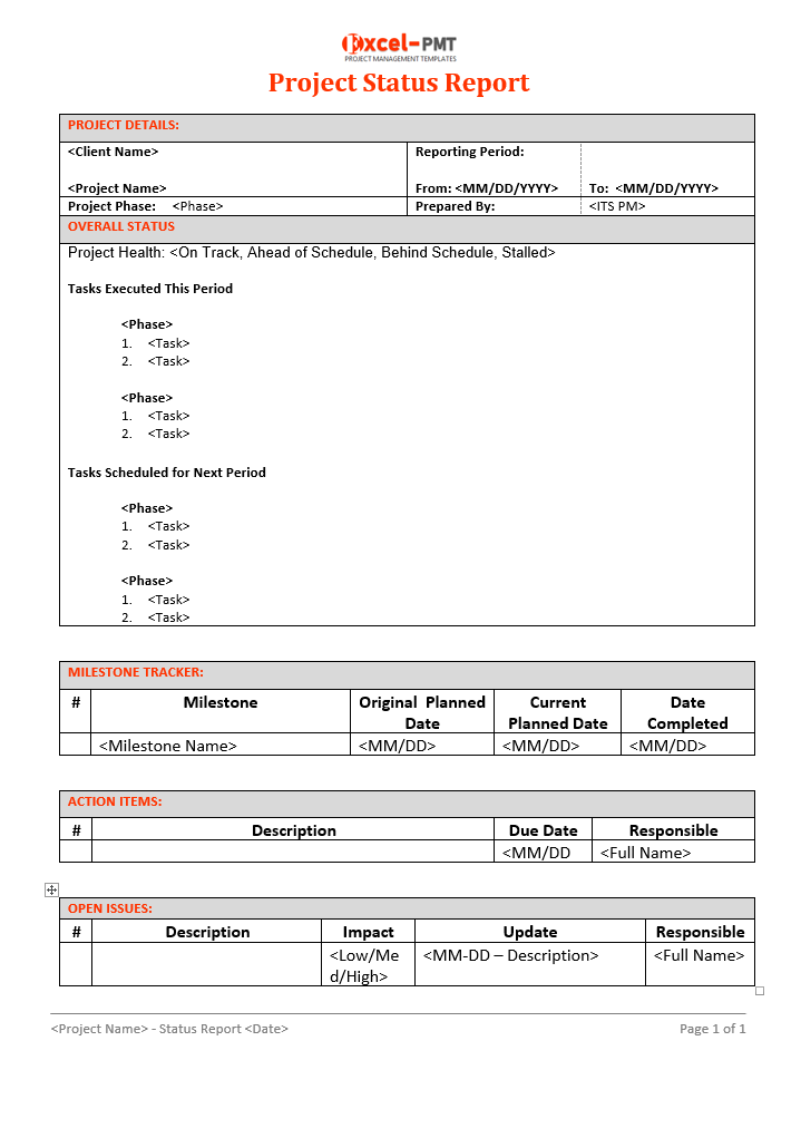 Project Status Report Template - Project Management | Small Business Guide