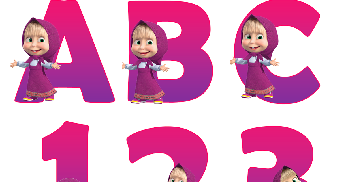 Kits imprimibles gratis : Abecedario y números Masha