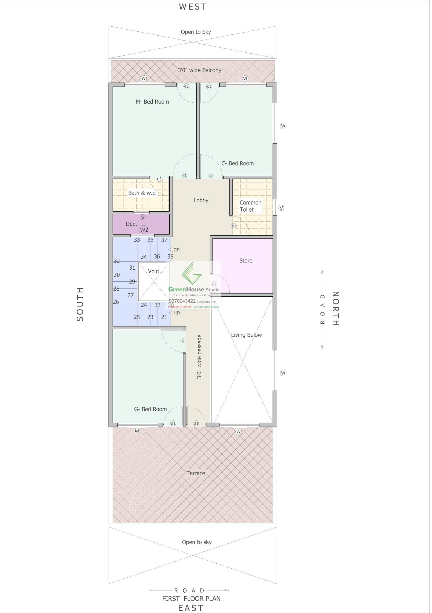 20' x 65' West Face Double Floor Plan