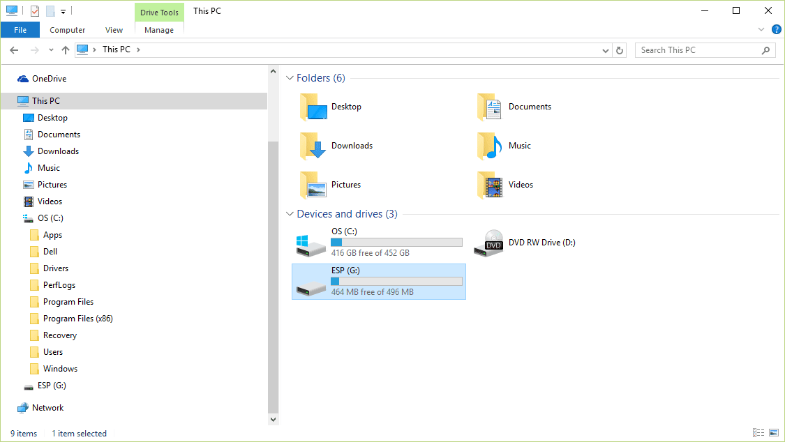 ESP Drive About 496MB Suddenly Appear on Windows 10 Computer