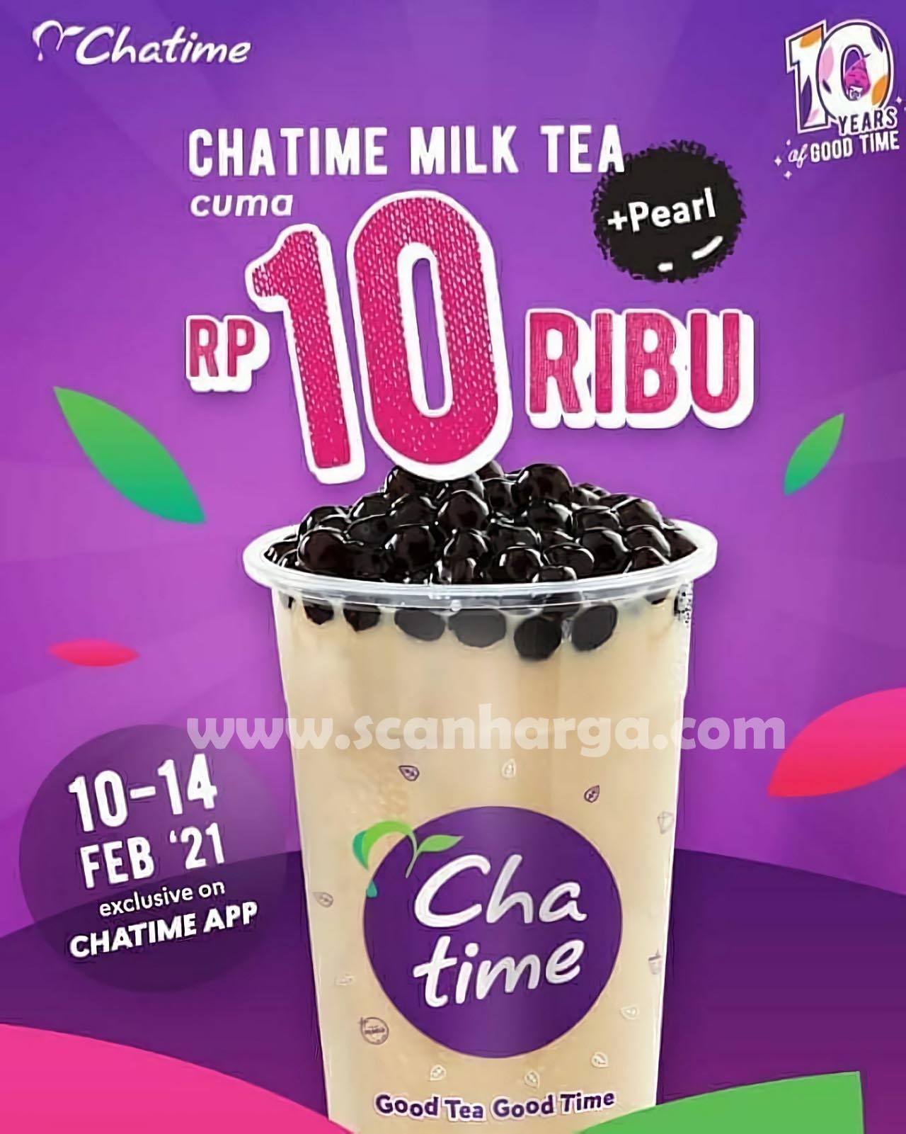 CHATIME Promo MILK TEA + PEARL! Harga cuma Rp 10.000 - scanharga