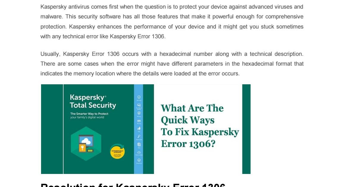 Wat zijn de snelle manieren om Kaspersky Error 1306 op te lossen?