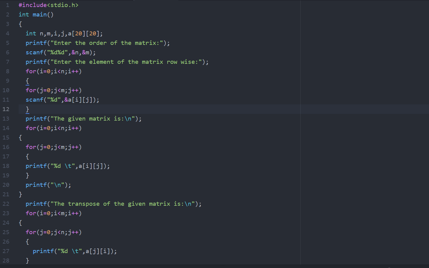 Find The Transpose Of A Matrix In C Programming C Programming